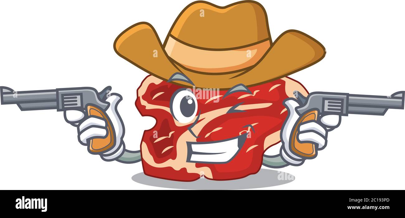 A wise cowboy of T-bone Cartoon design with guns Stock Vector Image ...
