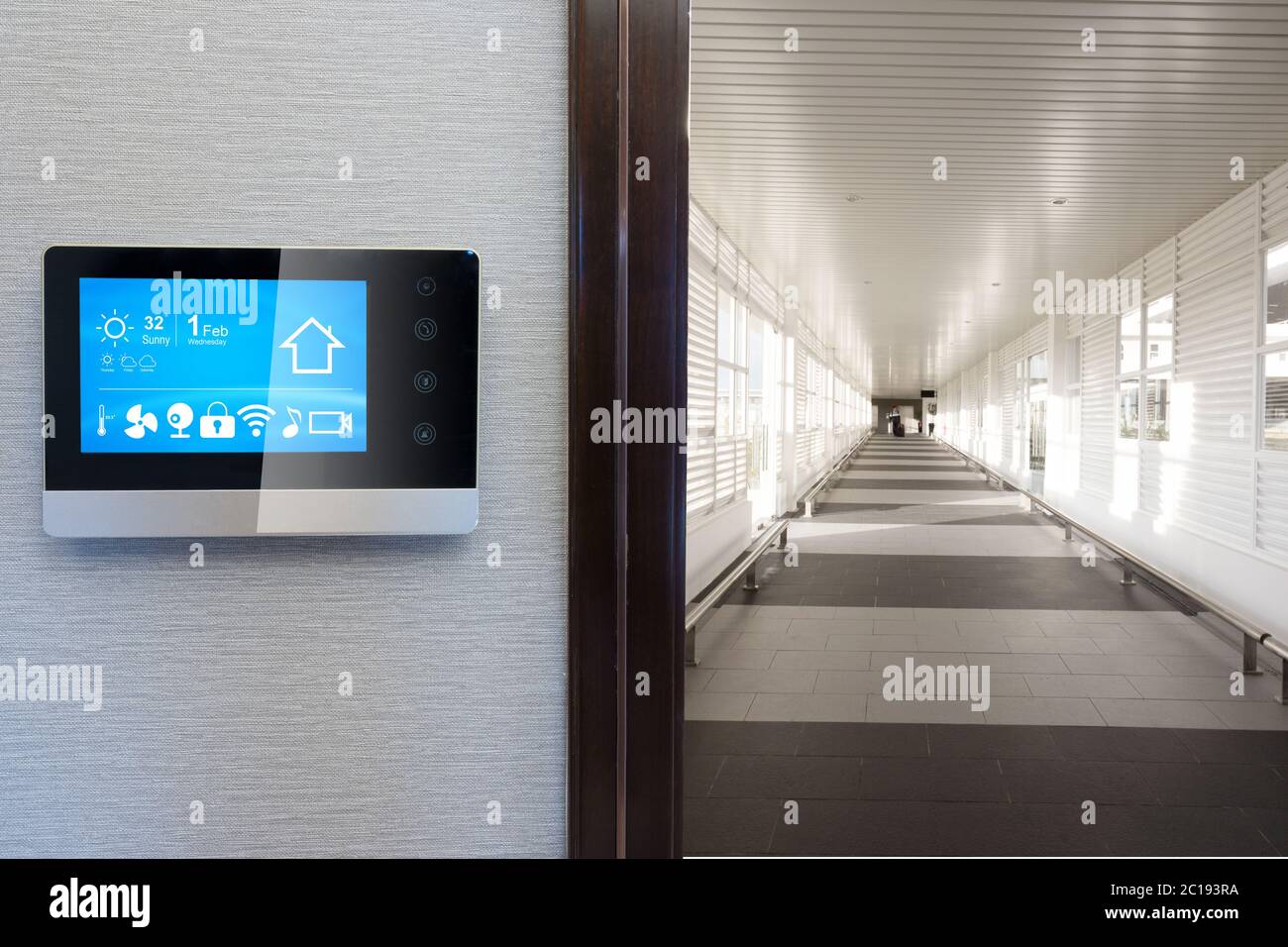 smart screen with smart home with modern corridor Stock Photo - Alamy