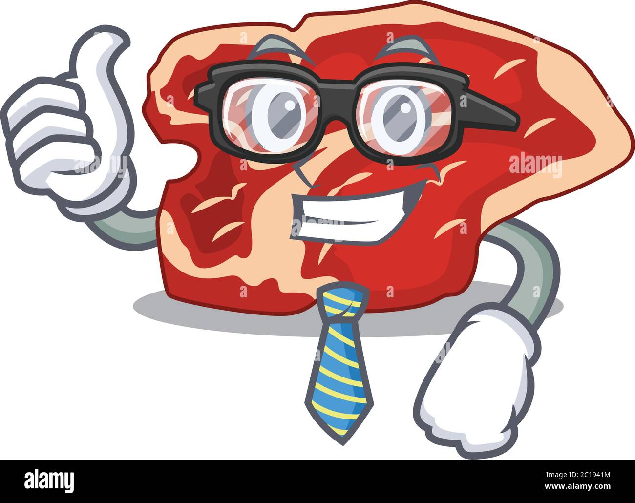 cartoon mascot style of T-bone Businessman with glasses and tie Stock ...