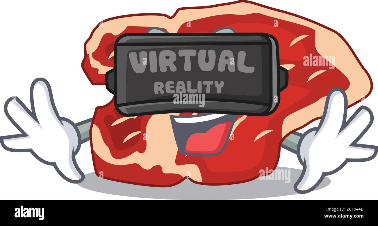 T-bone cartoon image play a game with Virtual Reality headset Stock ...