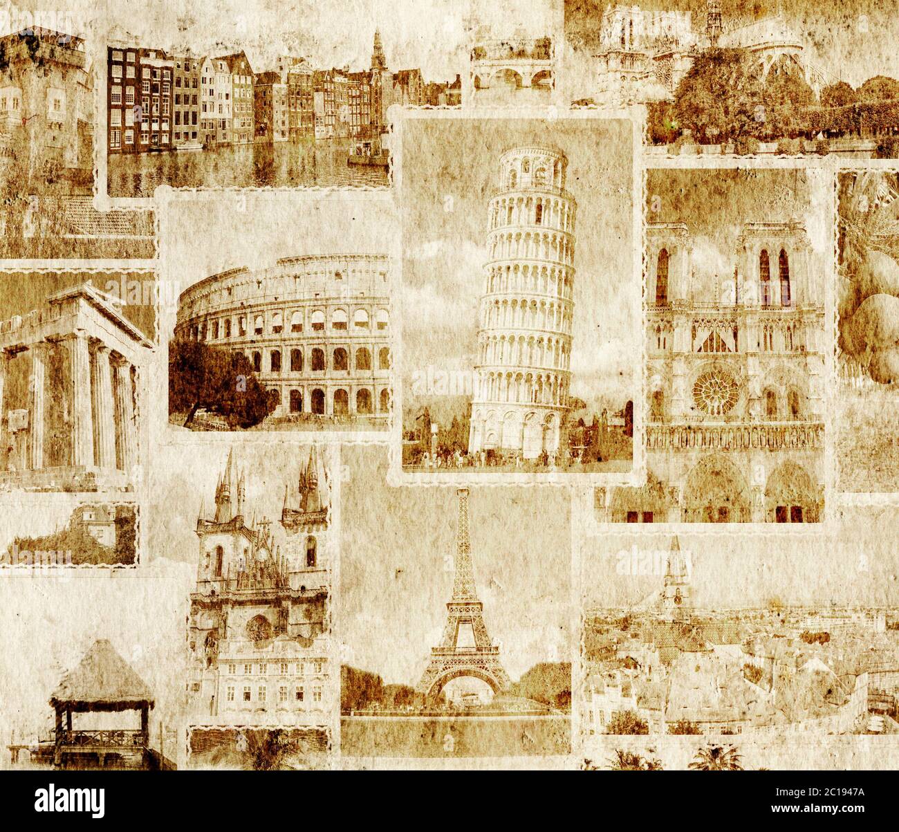 World famous landmarks collage hi-res stock photography and images - Alamy