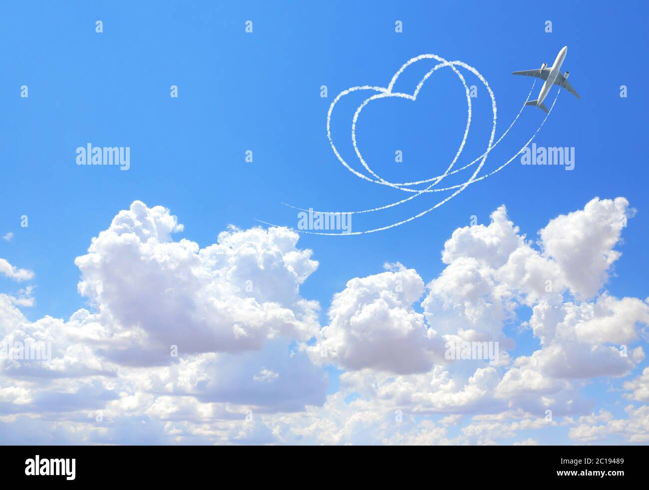 Aircraft draw a heart in the sky. Flight route of aircraft in shape of ...