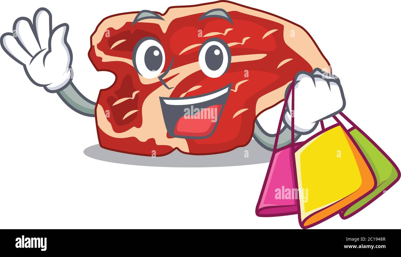 T-bone wealthy cartoon character concept with shopping bags Stock ...