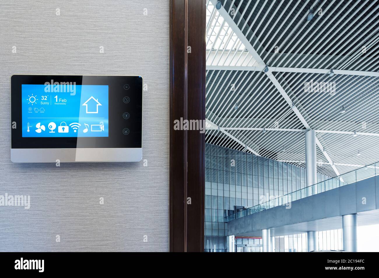 smart screen with smart home with modern hall Stock Photo - Alamy