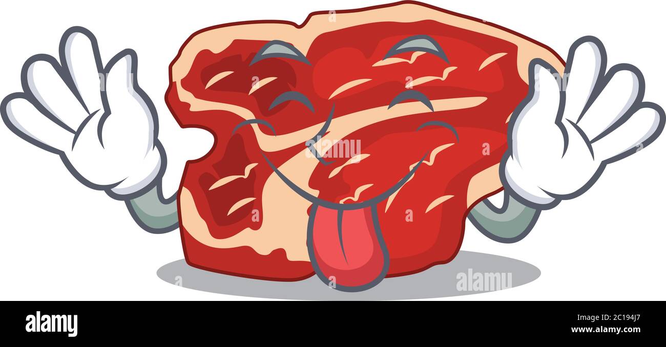 amusing T-bone cartoon picture style with tongue out face Stock Vector ...
