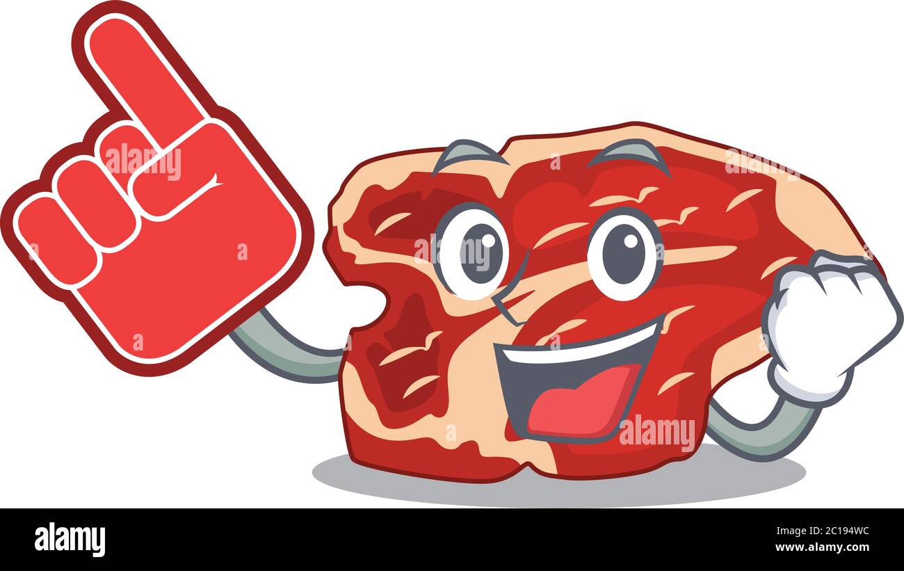 T-bone in cartoon picture design with Foam finger Stock Vector Image ...