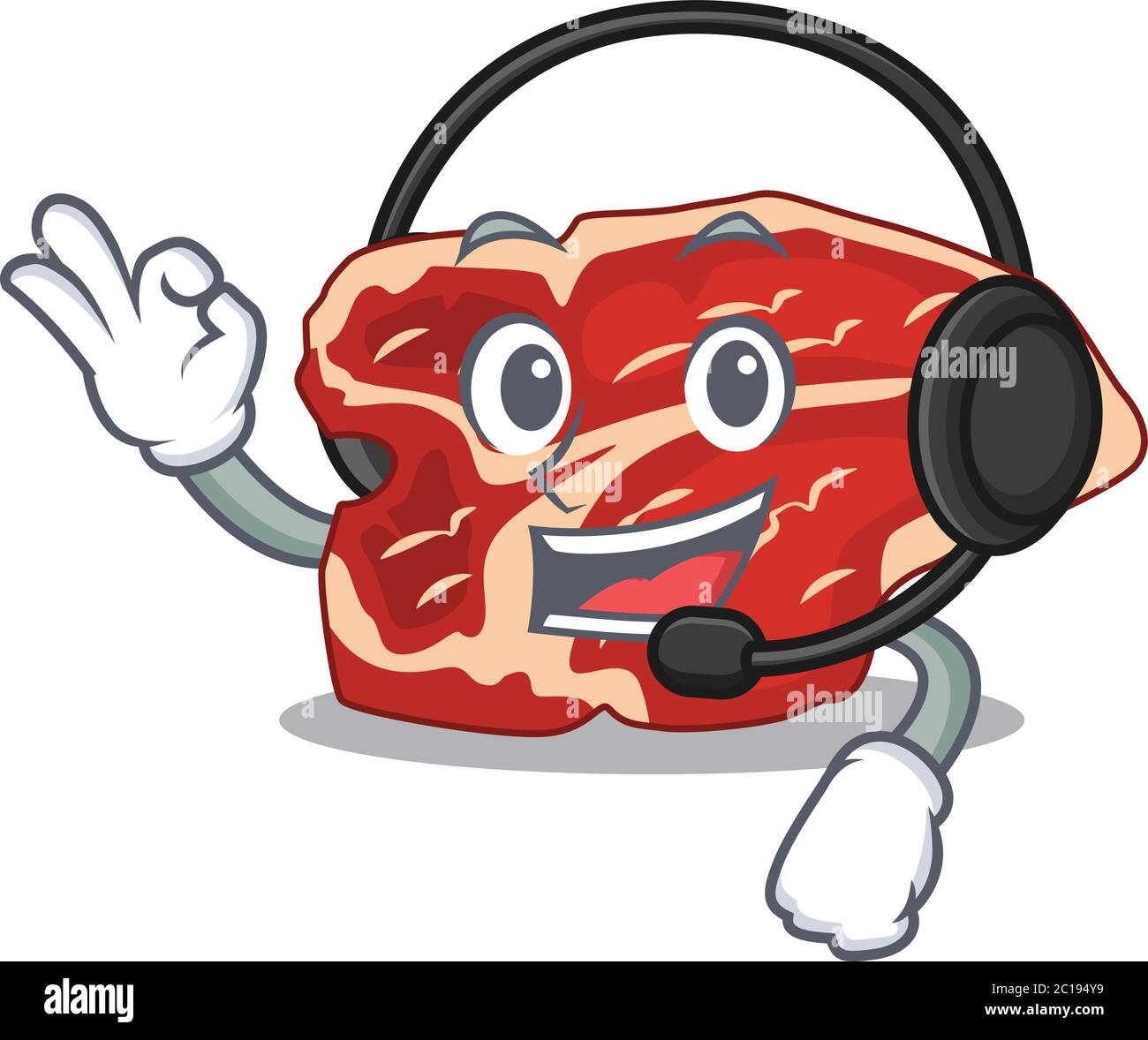 T-bone caricature character concept design wearing headphone Stock ...