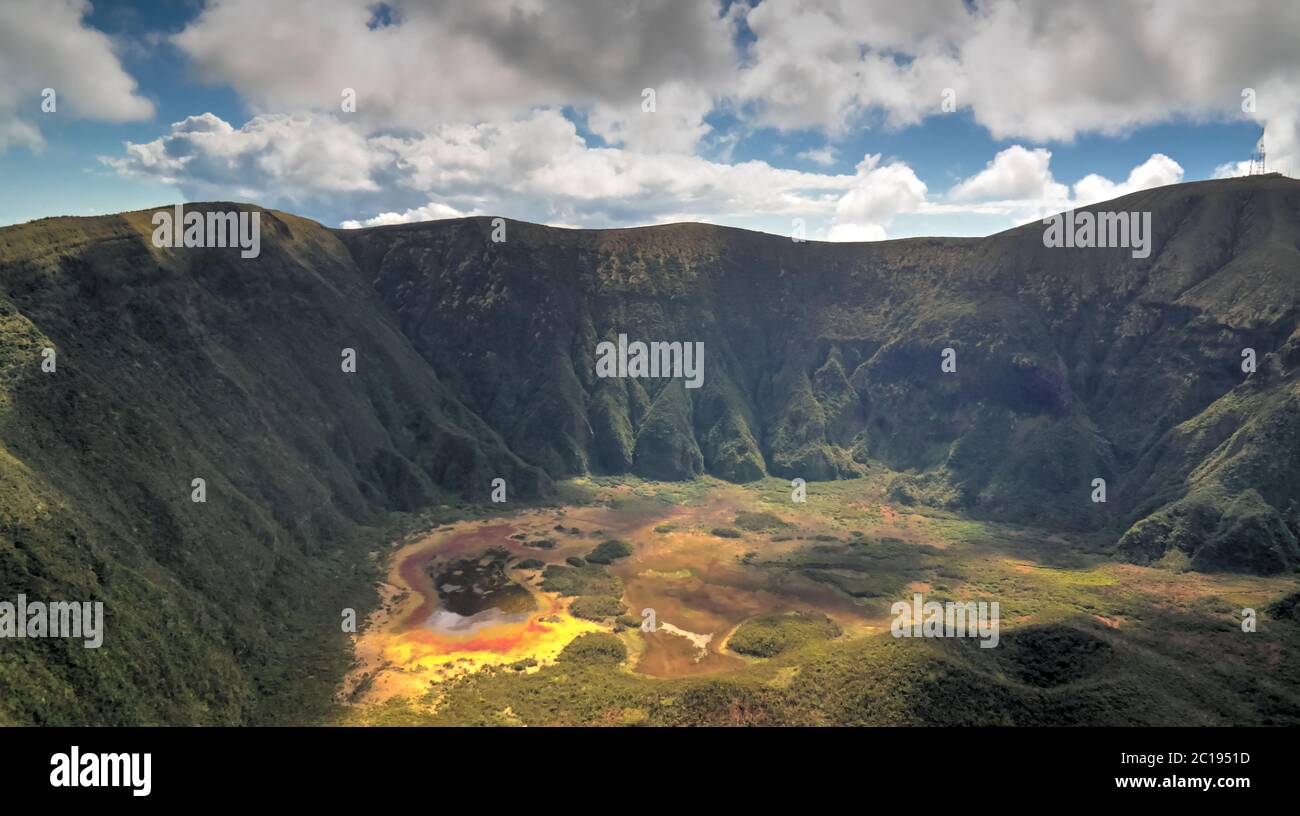 Aerial view to Caldeira do Faial, Faial island, Azores, Portugal Stock ...