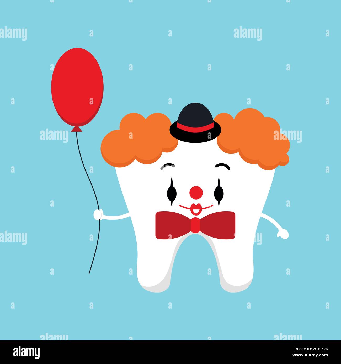 Tooth in Halloween carnival clown costume vector icon Stock Vector ...