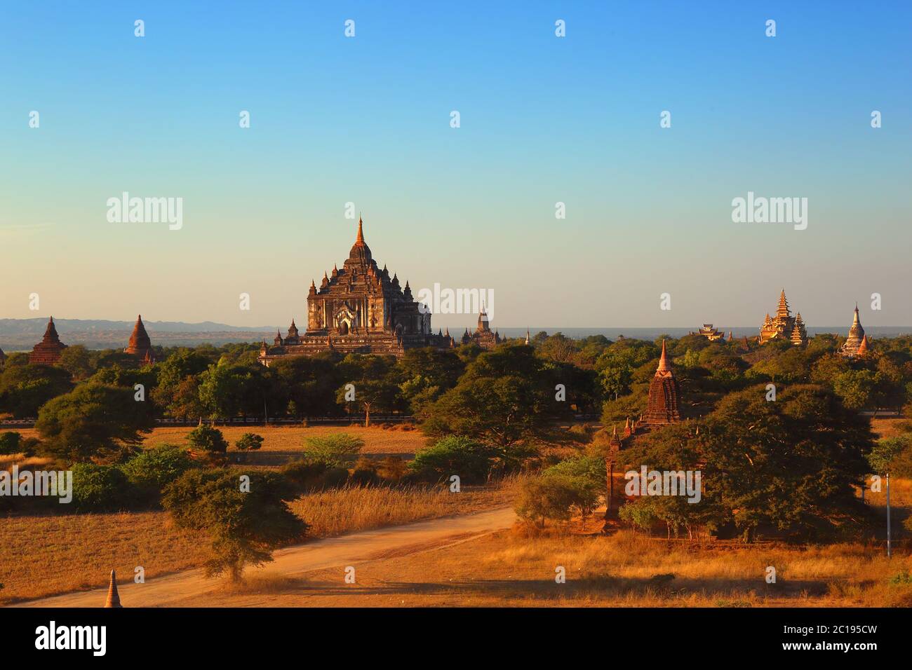 Temples in Bagan at sunset, Myanmar Stock Photo - Alamy