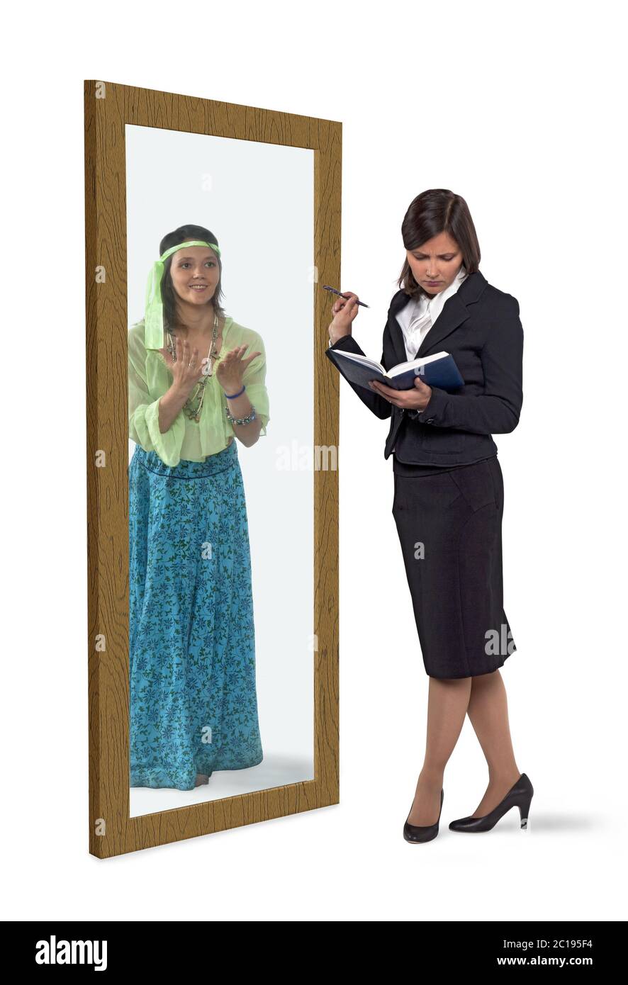 Businesswoman putting aside her inner wishes Stock Photo - Alamy