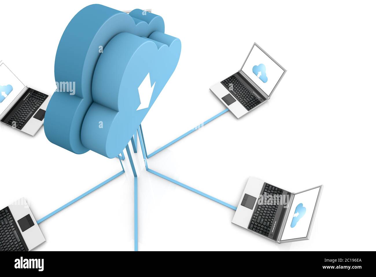 3d data cloud and laptops on white Stock Photo - Alamy