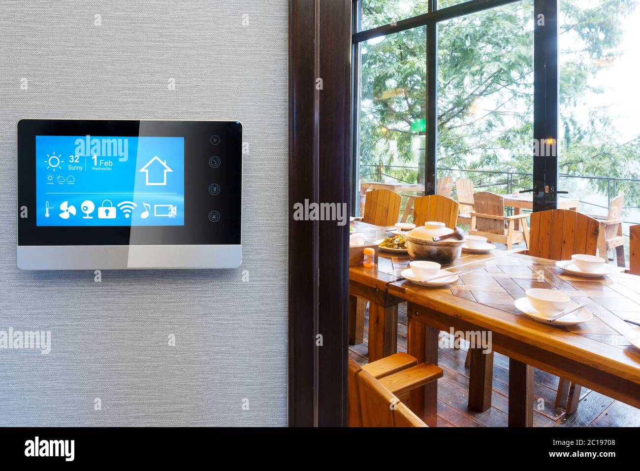 smart screen with smart home with modern restaurant Stock Photo - Alamy