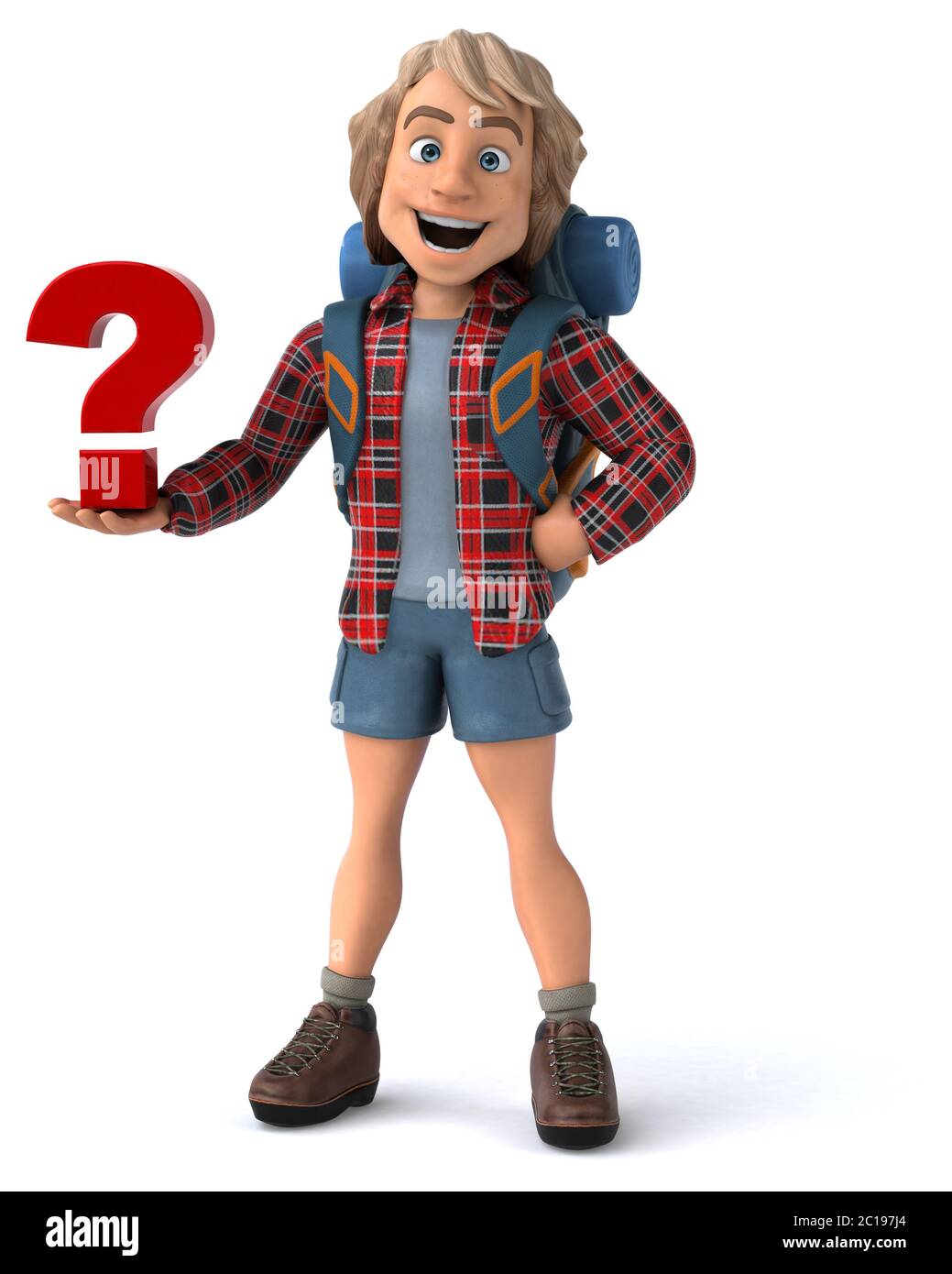 Fun backpacker cartoon guy Stock Photo - Alamy