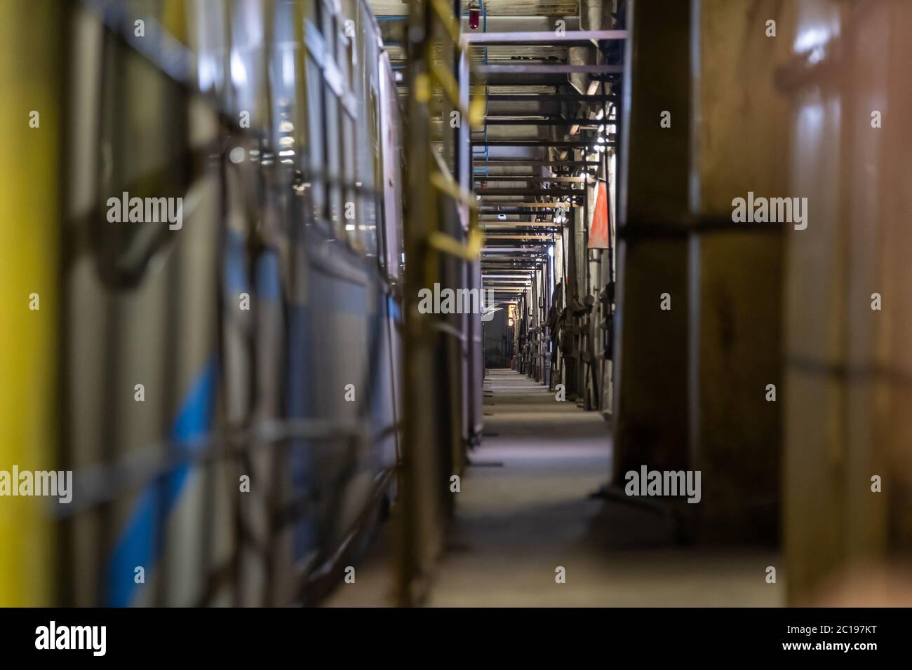 Long corridor inside industrial building Stock Photo - Alamy