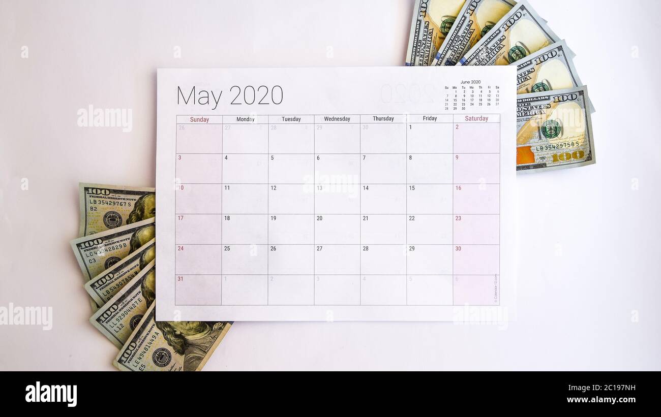Financial Planning, calendar 2020 with pen and us 100 dollar, Money on ...