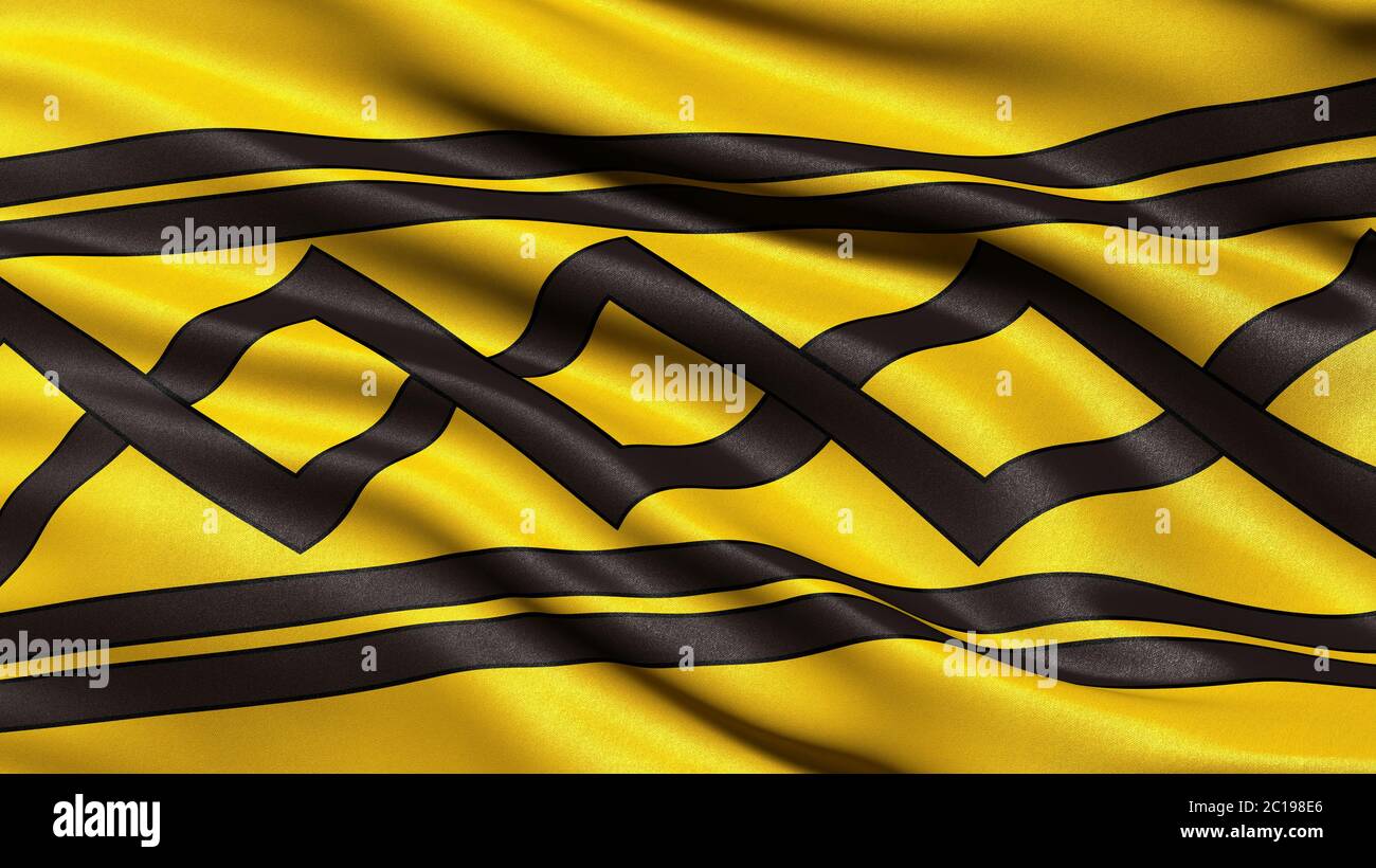 Flag of West Midlands waving in the wind. 3D illustration Stock Photo ...