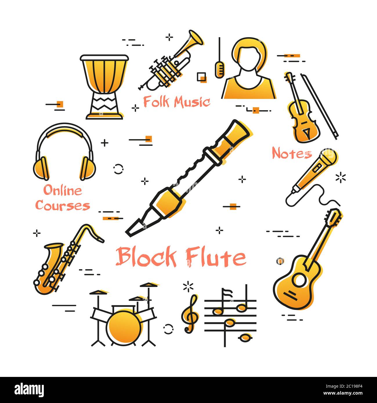 Vector linear banner for music - block flute Stock Vector Image & Art ...