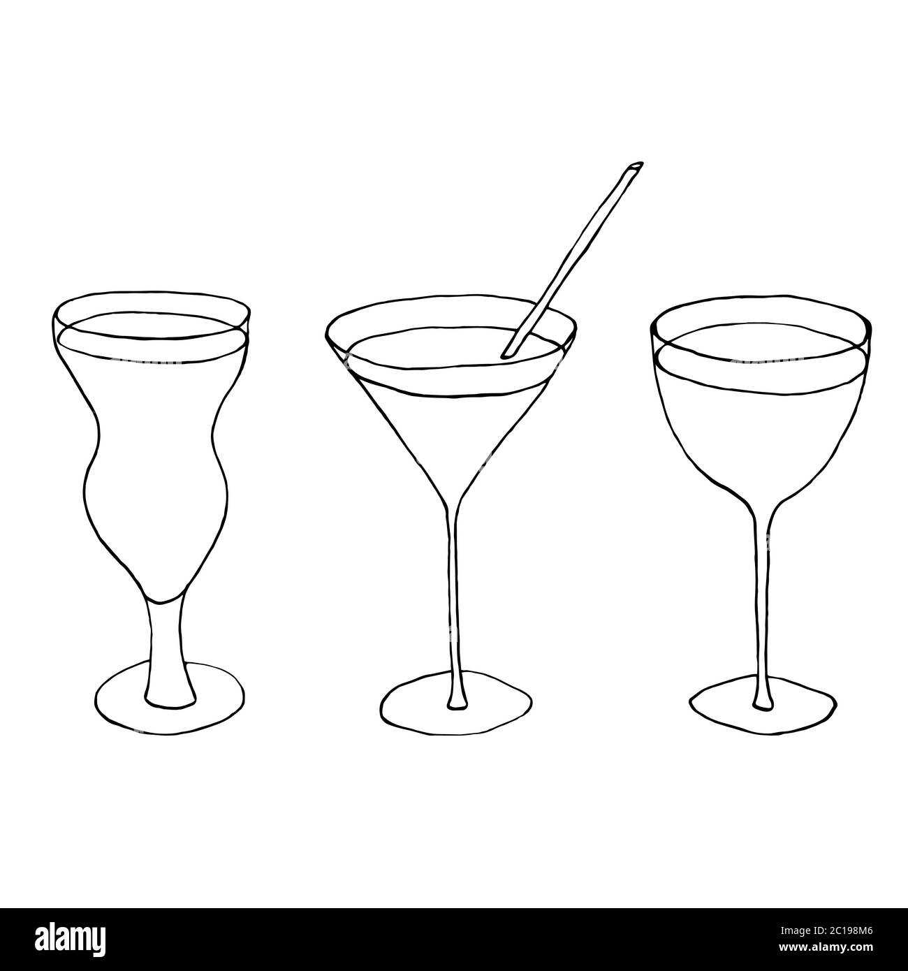 hand-drawing the glass with cocktail, vector Stock Vector Image & Art ...