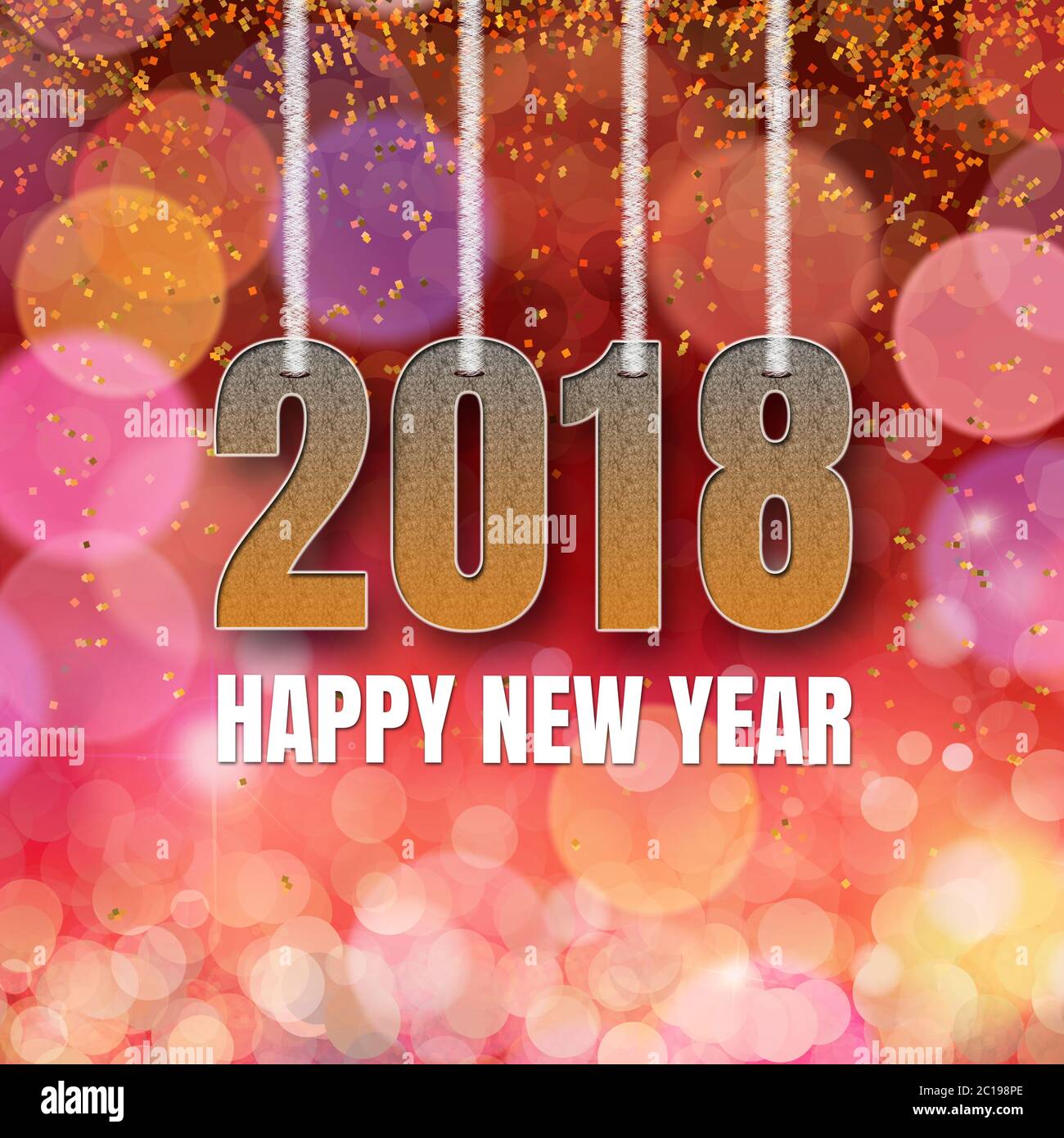 Square card Happy New Year 2018 Stock Photo - Alamy
