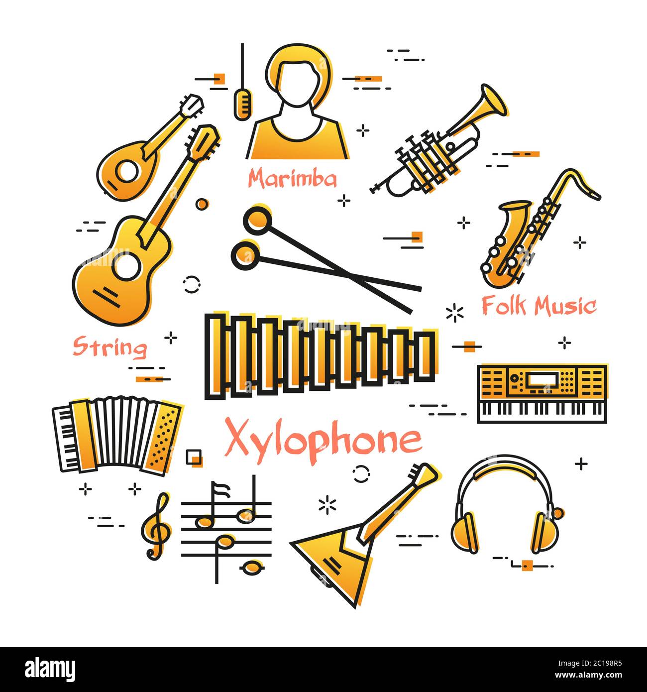 Black white musical banner Cut Out Stock Images & Pictures - Alamy