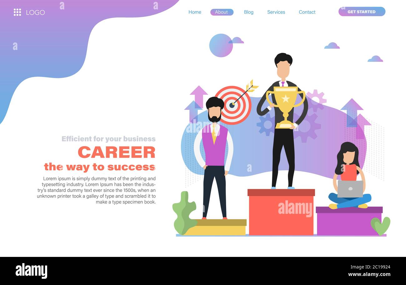 Vector web header template of business career in flat Stock Vector ...