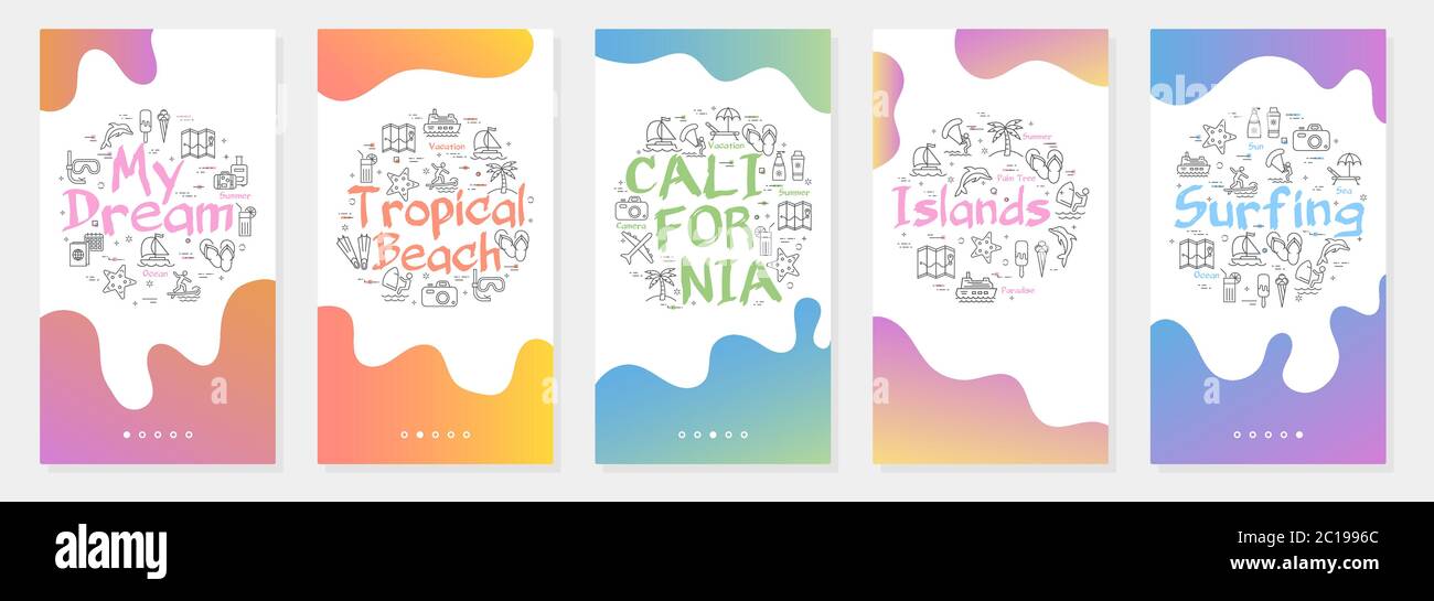 Vertical vector summer five banners - sun health Stock Vector Image ...