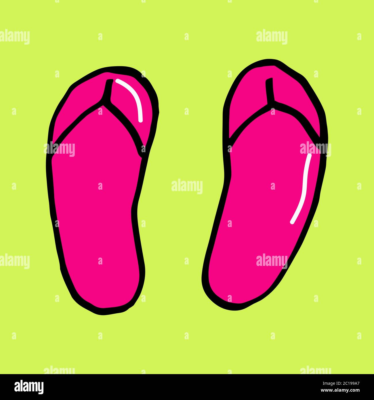 hand-drawing women's beach slippers, summer, vector, doodle Stock ...