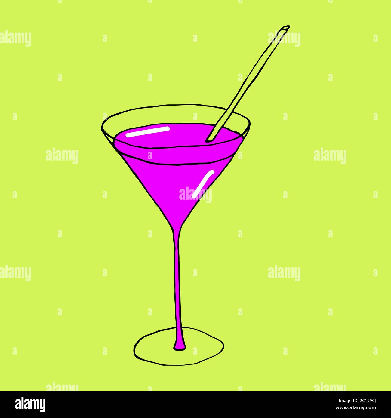 hand-drawing the glass with cocktail, vector Stock Vector Image & Art ...