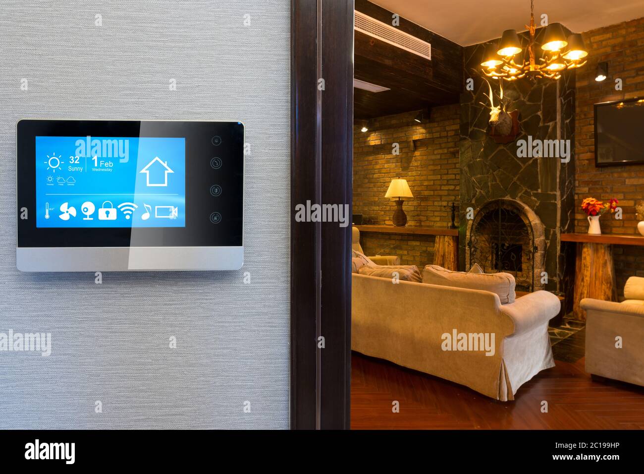 smart screen with smart home with modern restaurant Stock Photo - Alamy