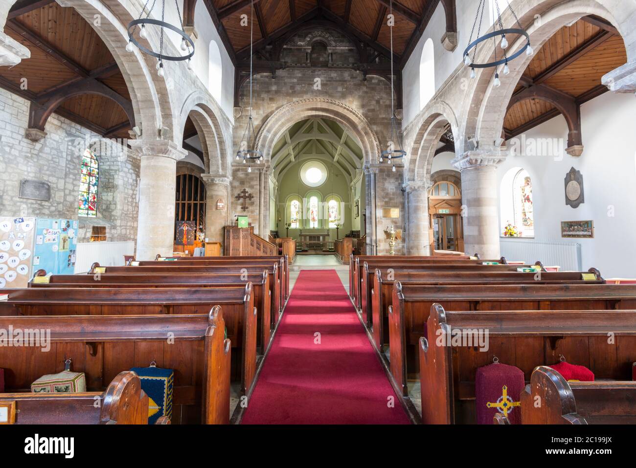 interior view of the nave and sanctuary of St. Michael's parish church ...