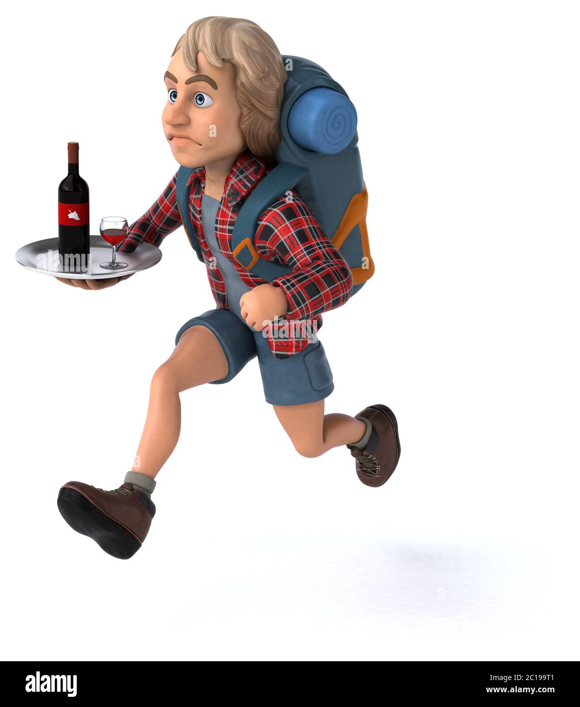 Fun backpacker cartoon guy Stock Photo - Alamy