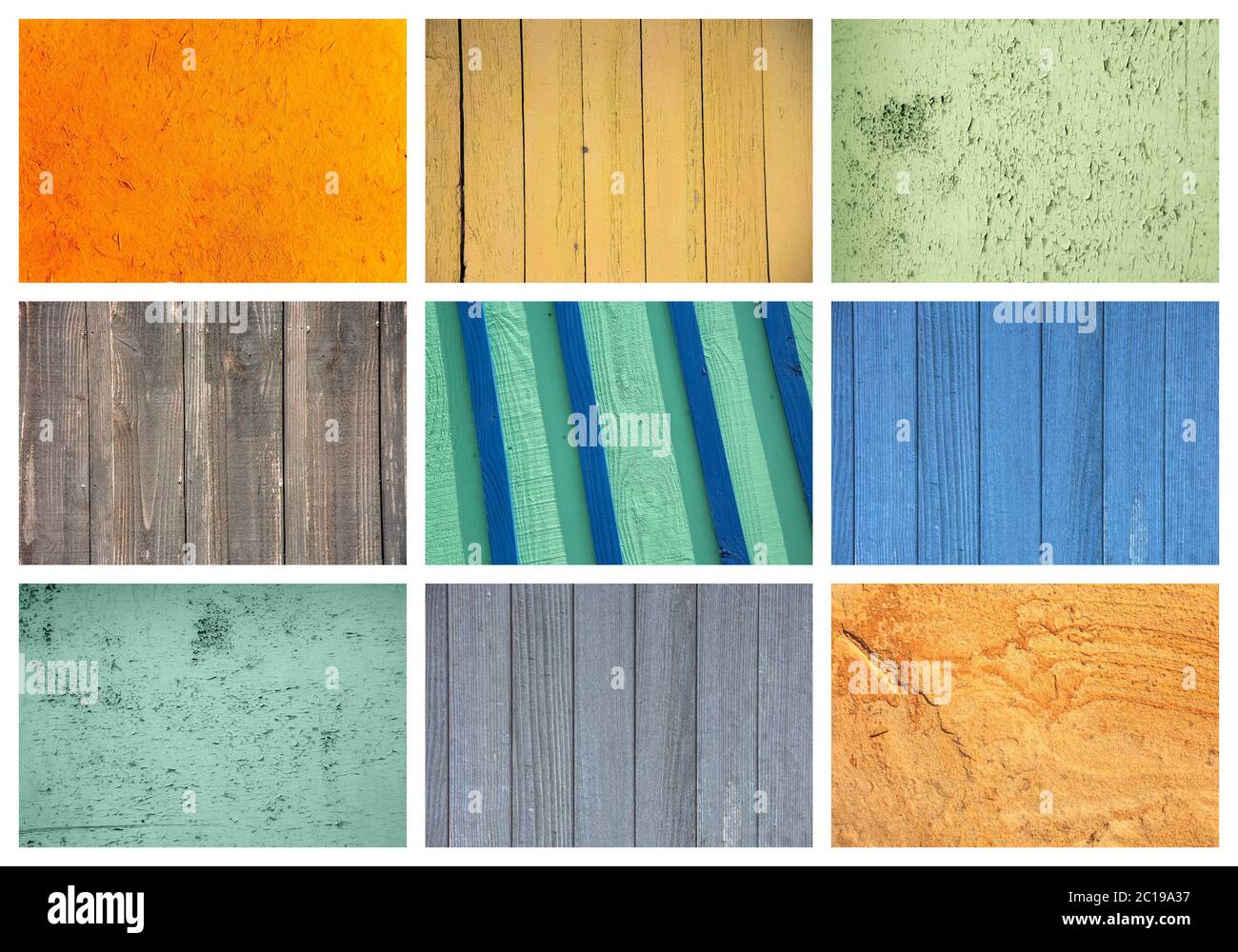 Collage of old and peeling painted wood background Stock Photo - Alamy