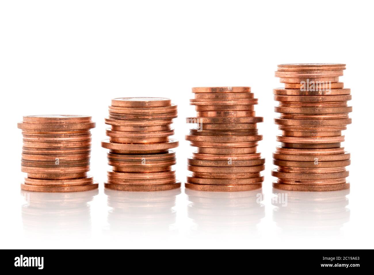 Coins stacked in bars Stock Photo - Alamy