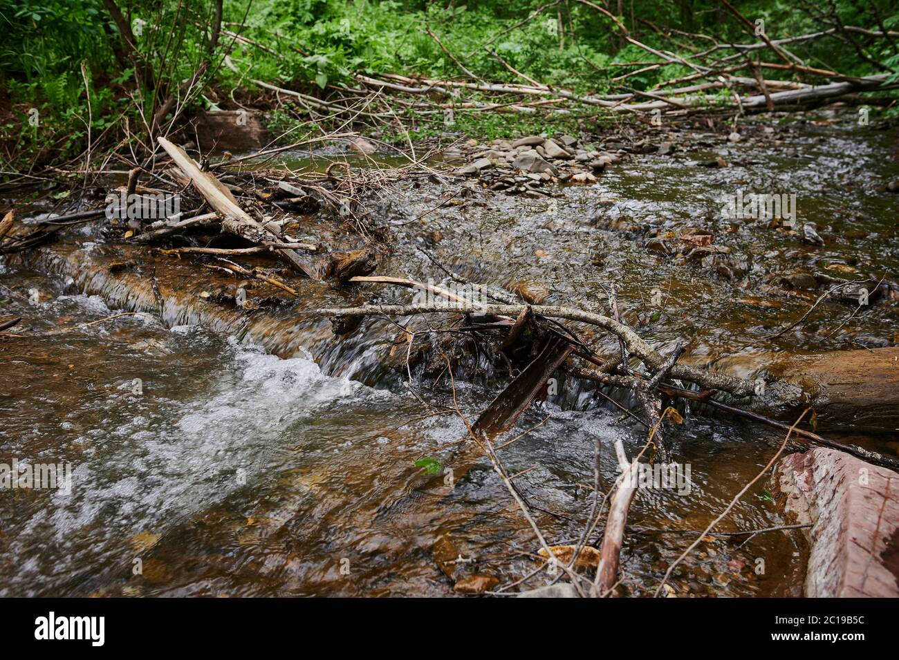 Beautiful nature waterfall on a small lake Stock Photo - Alamy