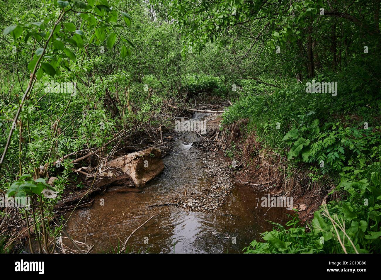 Beautiful nature waterfall on a small lake Stock Photo - Alamy