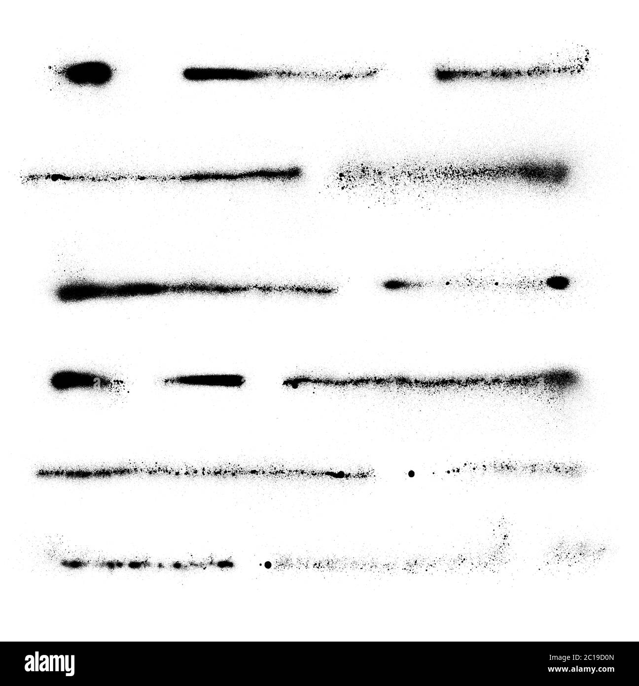 graffiti collection of spray splatter lines in black over white Stock ...