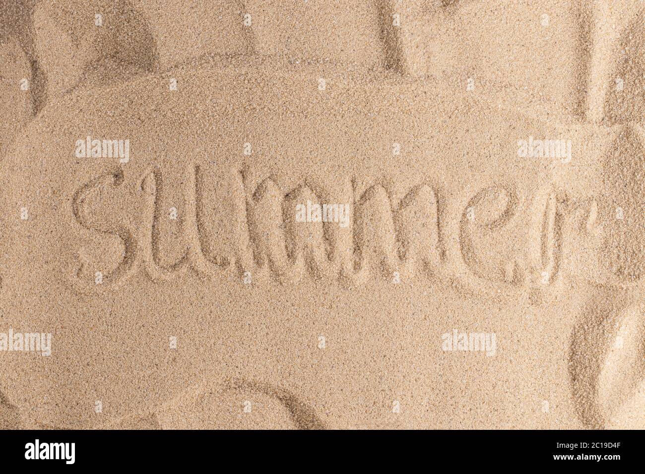 Summer is written in the sand. Sandy beach for background. Summer ...