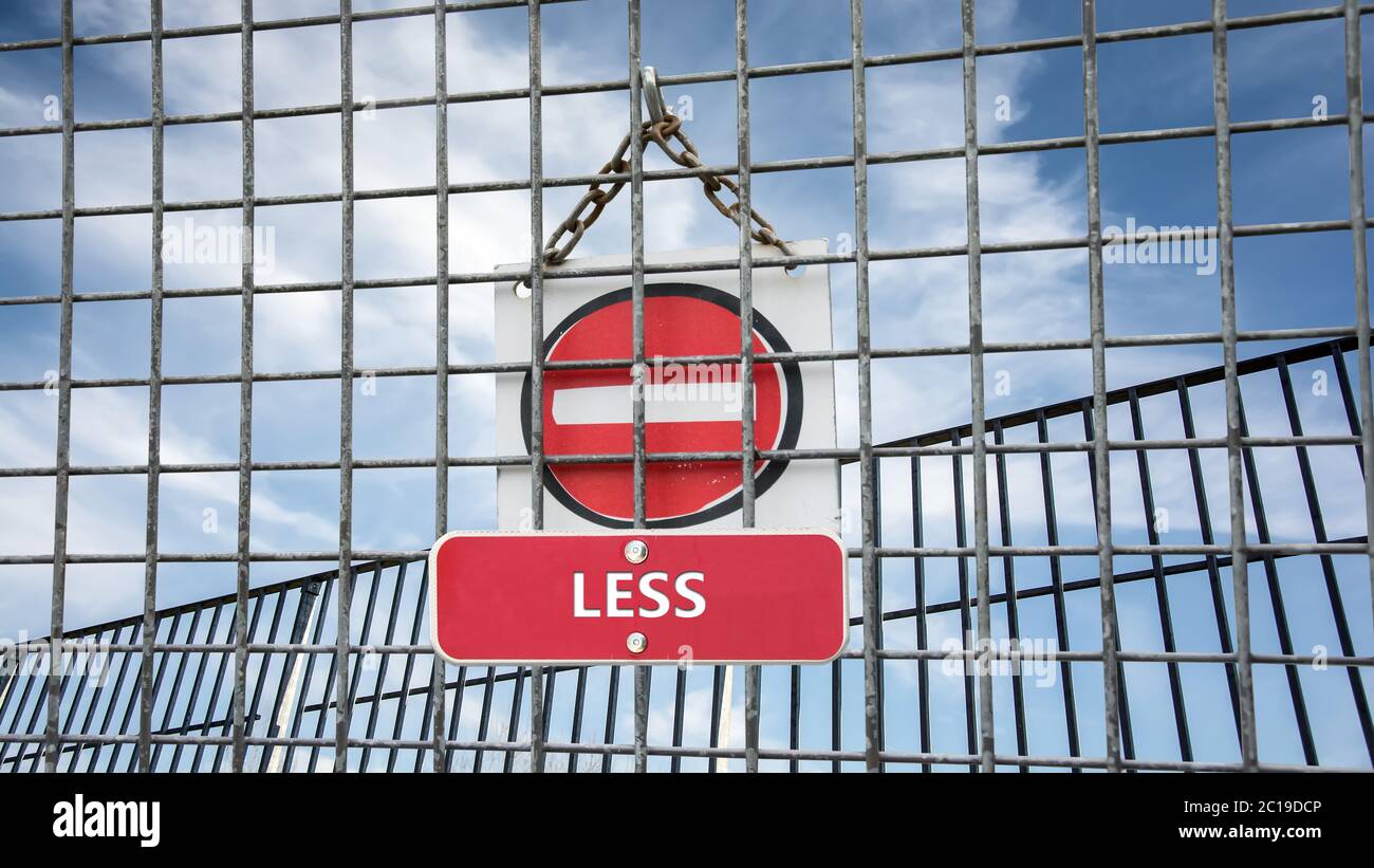 Street Sign the Direction Way to More versus Less Stock Photo - Alamy