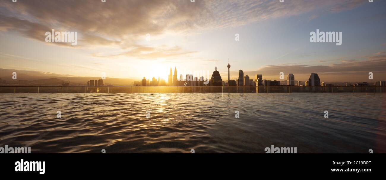 cityscape of modern city and outside pool Stock Photo - Alamy