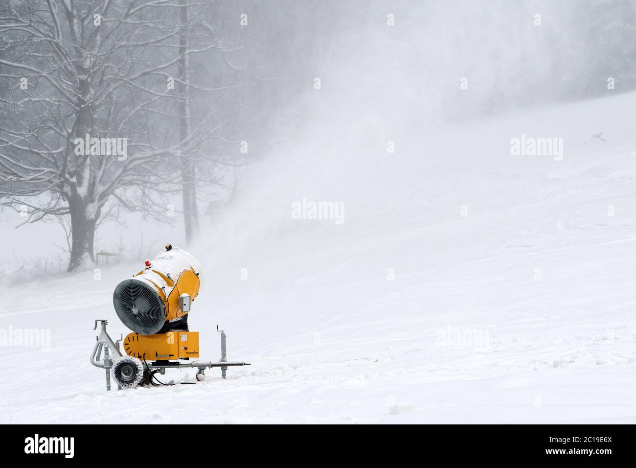 Snow making machine close up. Snow cannon in winter. Snow-gun Stock ...