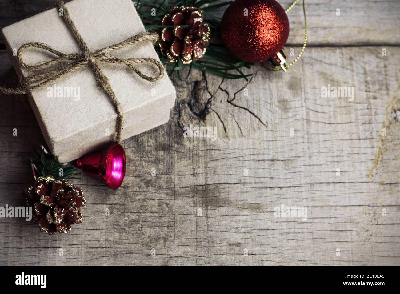 Gift box on the old wooden Stock Photo - Alamy