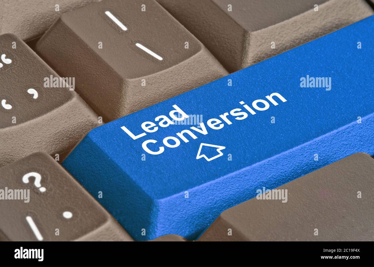 Keyboard with keys for lead conversion Stock Photo - Alamy