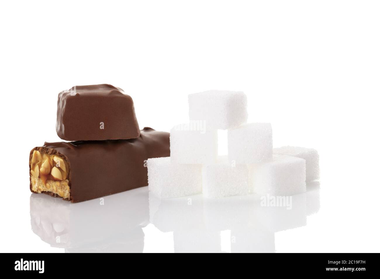 Chocolate bar and sugar cubes Stock Photo - Alamy