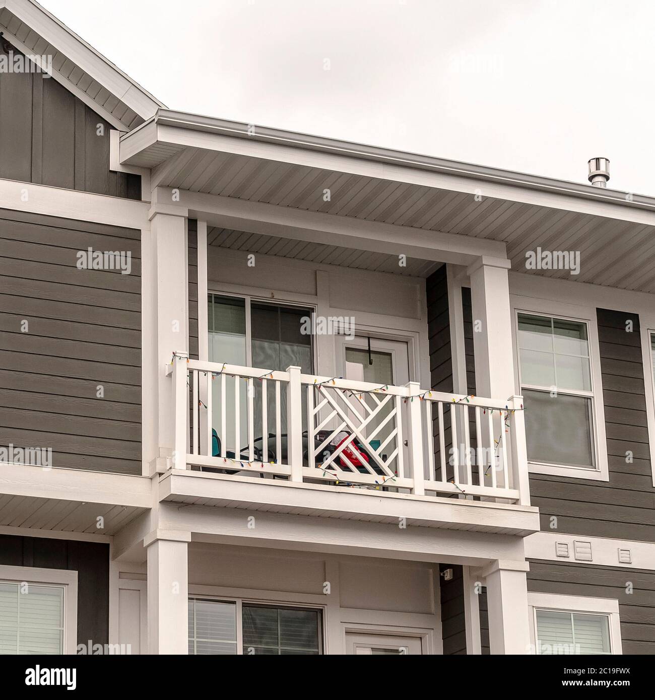 Square crop Small modern apartment block with balconies day light Stock ...