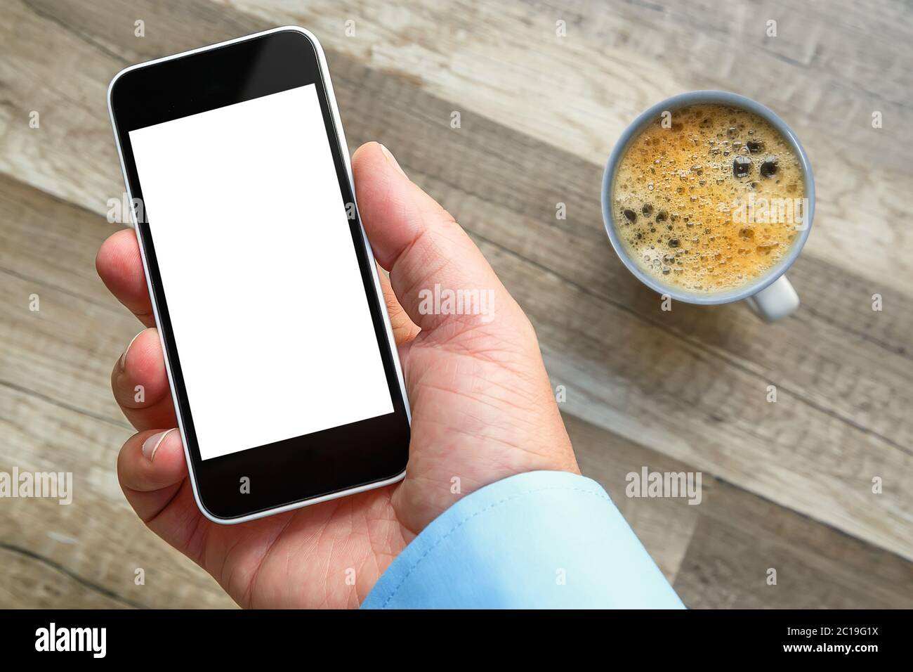 Business man smartphone drink hi-res stock photography and images - Alamy