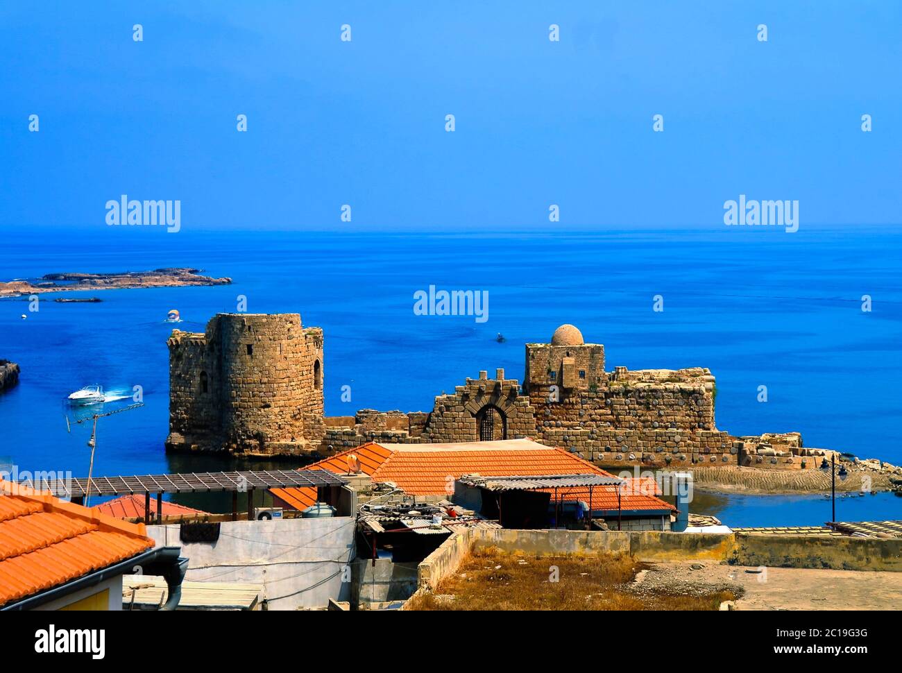 Aerial panorama cityscape view to Sidon, Lebanon Stock Photo - Alamy