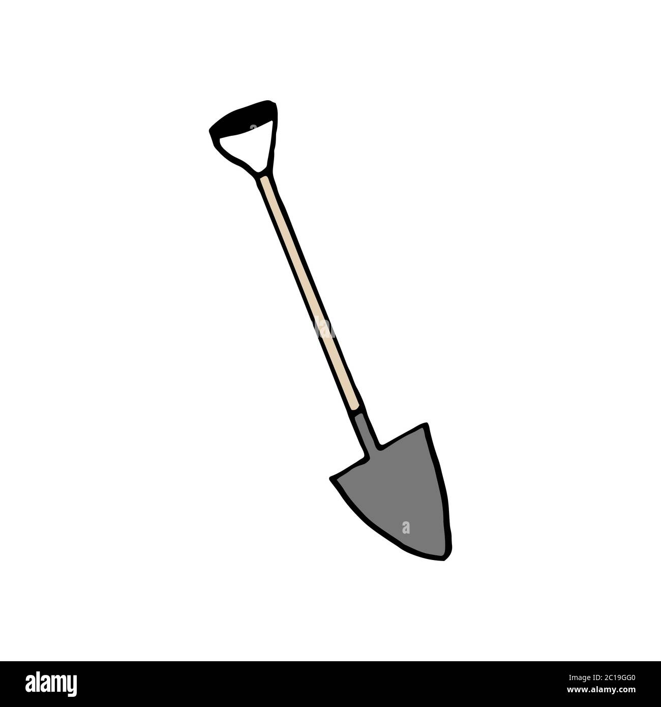 Isolated on white background picture a shovel, hand-drawing, doodle ...