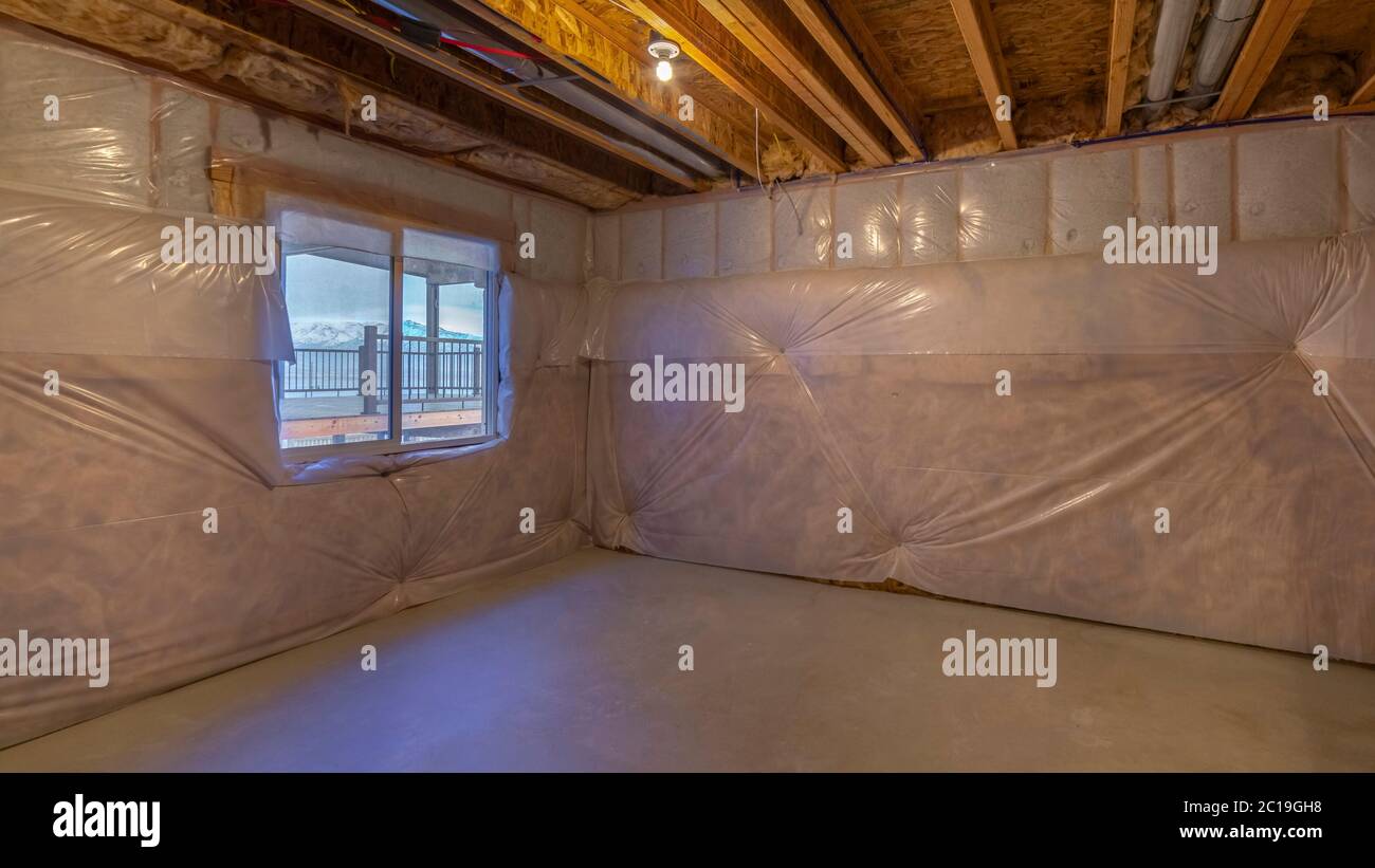 Panorama crop Empty interior of an insulated room interior Stock Photo ...