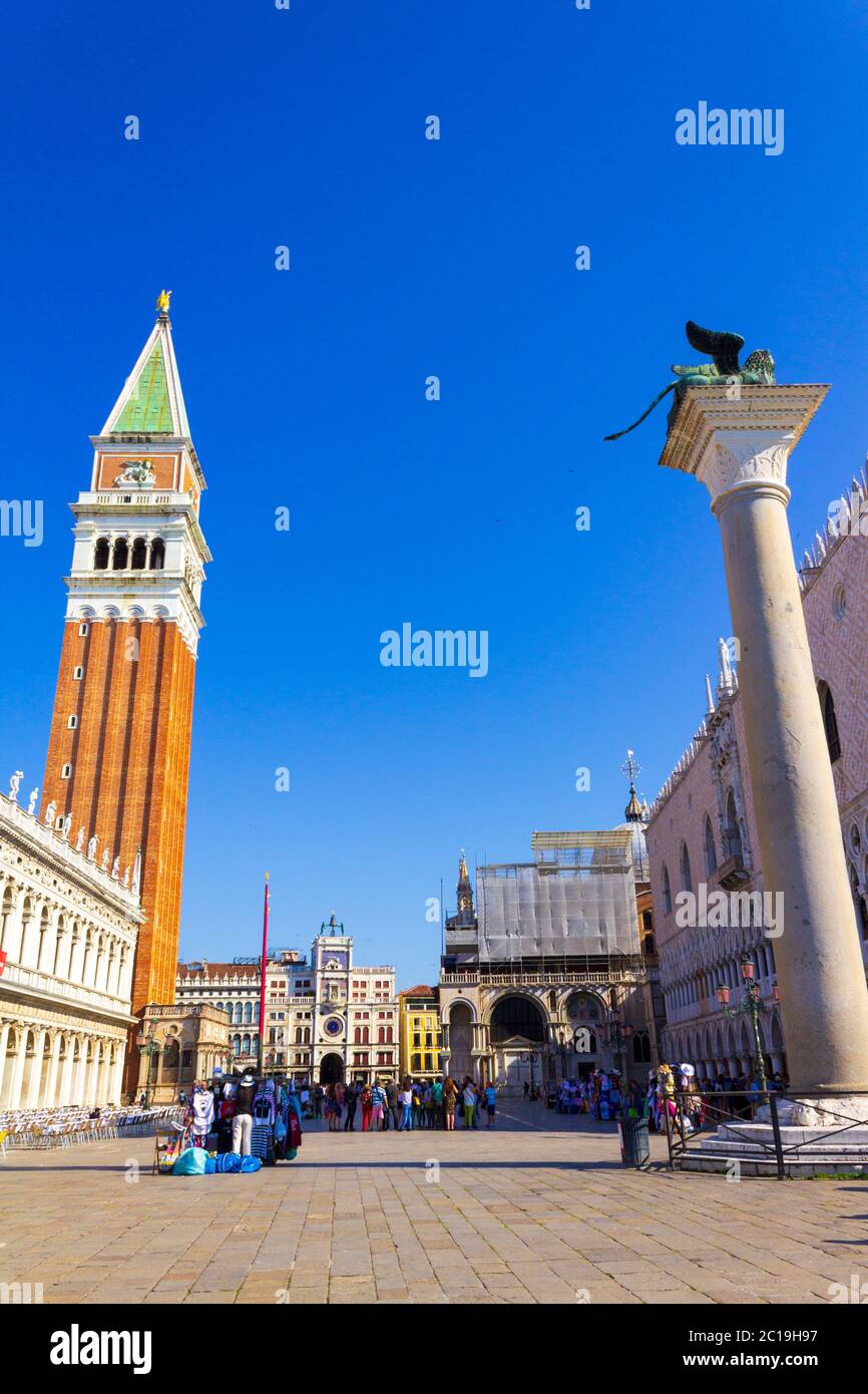 The Piazzetta San Marco with the Doge`s Palace on the east and Jacopo ...